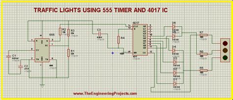 Traffic Light Circuit Using 555 Timer In Proteus The Engineering Projects