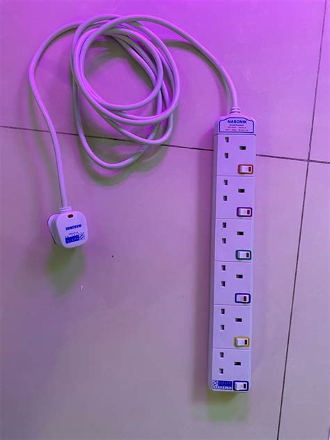 6 Way Extension Safety Socket TV Home Appliances Electrical Adaptors Sockets On Carousell