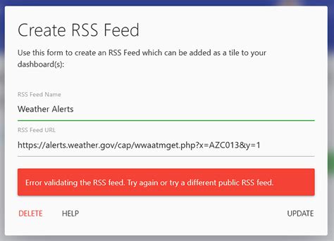 NWS Alert RSS Feed Not Validating SharpTools Io Web SharpTools