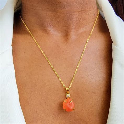 Raw Carnelian Crystal Necklace
