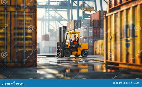 Forklift Loading Containers In Container Terminal Logistics And Forklift Loading Containers In Container Terminal Logistics And