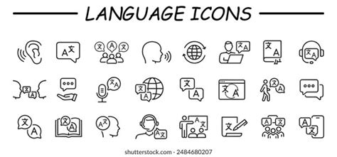 Language Set Web Icons Line Style Stock Vector Royalty Free 2477654711 Shutterstock
