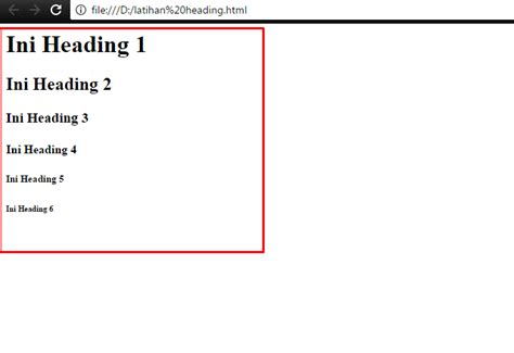 Belajar Latihan Editing Heading HTML Update Informasi