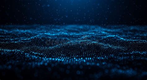 Abstract Blue Particle Wave Background Digital Data Flow Technology
