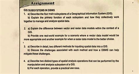 Assignment GIS Subsystems In DBMS A Describe The Four Main Subsystems