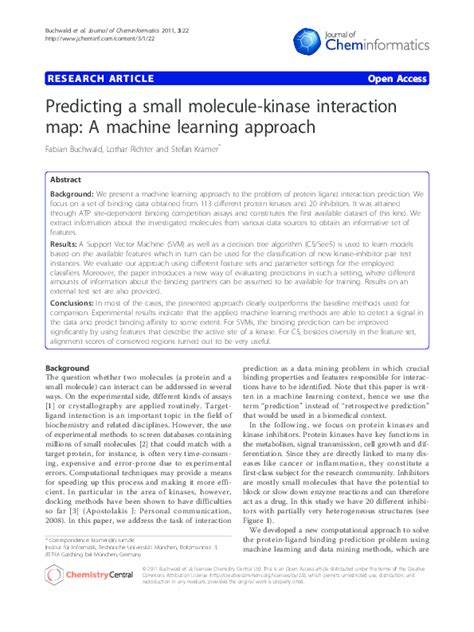 Pdf Predicting A Small Molecule Kinase Interaction Map A Machine Learning Approach