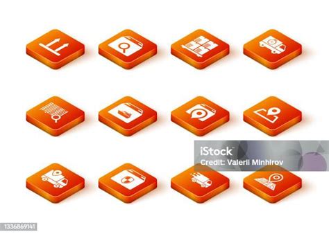 배달 추적 상자 보안 방패 검색 바코드 상자 트럭 이동 위치 골판지 자리 표시자 지도 및 아이콘화물 선 설정합니다 벡터 3차원 형태에 대한 스톡 벡터 아트 및 기타 이미지