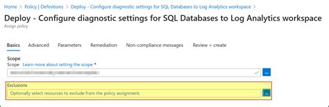 built in policy deploy configure diagnostic settings for sql databases to log analytics