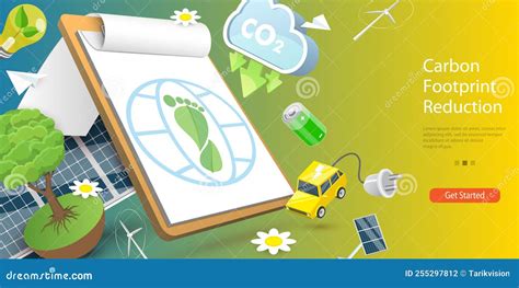 3d Vector Conceptual Illustration Of Carbon Footprint Reduction Stock Vector Illustration Of