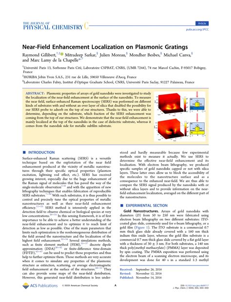 Pdf Near Field Enhancement Localization On Plasmonic Gratings
