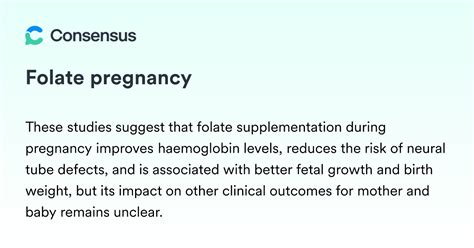 Folate Pregnancy Consensus Academic Search Engine