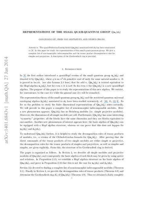 Pdf On The Quantum Group { Rm Sl} Q 2 Joseph Bernstein