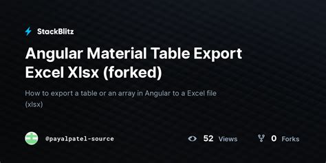 Angular Material Table Export Excel Xlsx Forked Stackblitz