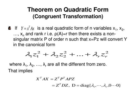 Ppt Quadratic Forms Characteristic Roots And Characteristic Vectors