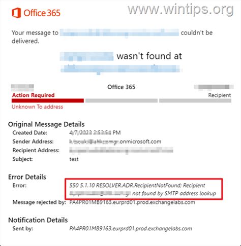 RevisiÓn 550 5110 Resolveradrrecipientnotfound En Office 365 Resuelto