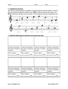 Notes And Rests Values Worksheet By Ms B Teachers Pay Teachers