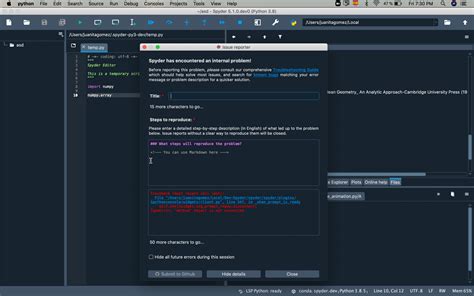 typeerror method object is not connected when running from the files pane · issue 15405