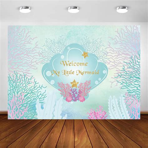 바다 해초 아래 바다 조개 어린이 생일 축하 테마 파티 인어 배경 사진 촬영 배경배경 Aliexpress