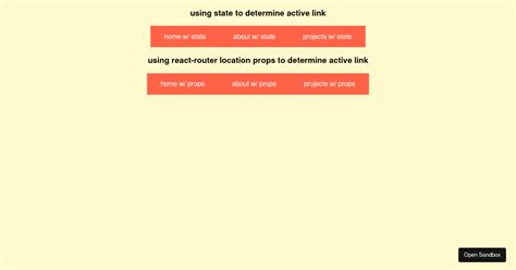 Active Navbar Links State Vs Router Location Props Codesandbox