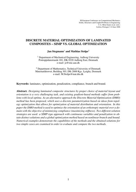 pdf discrete material optimization of laminated composites simp vs global optimization