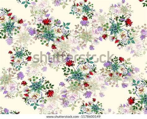 Self Designed Seamless Random Flower Pattern Stock Illustration