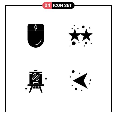 Set Of 4 Vector Solid Glyphs On Grid For Cursor Hobbies Mouse Party