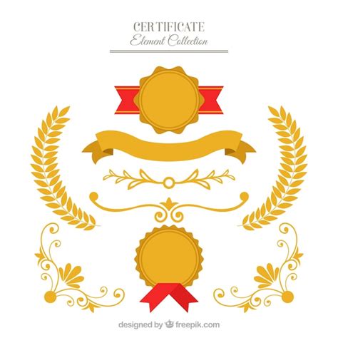 플랫 스타일의 인증서 요소 컬렉션 무료 벡터