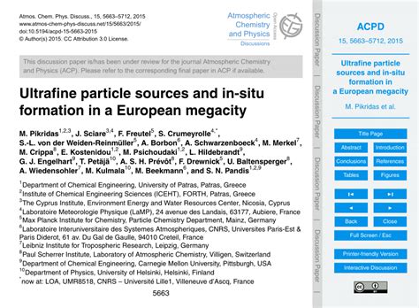 Pdf Ultrafine Particle Sources And In Situ Formation In A European Megacity