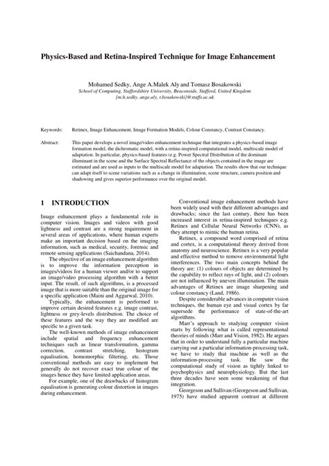Pdf Physics Based And Retina Inspired Technique For Image Enhancement