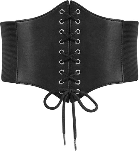 Suosdey Black Corset Waist Belt For Women Tied Waspie Belt Lace Up