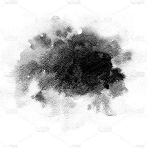 白色背景上的黑色水彩污渍。抽象绘画，天真的艺术。溅的墨水。