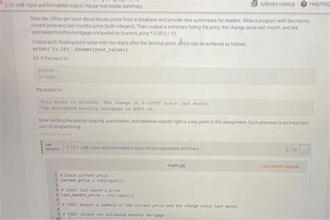 Zybooks Catalog Helpfaq 213 Lab Input And Formatted Output House