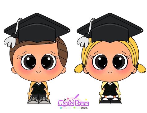 Niños Graduados Animados Preescolar Birrete Dibujo