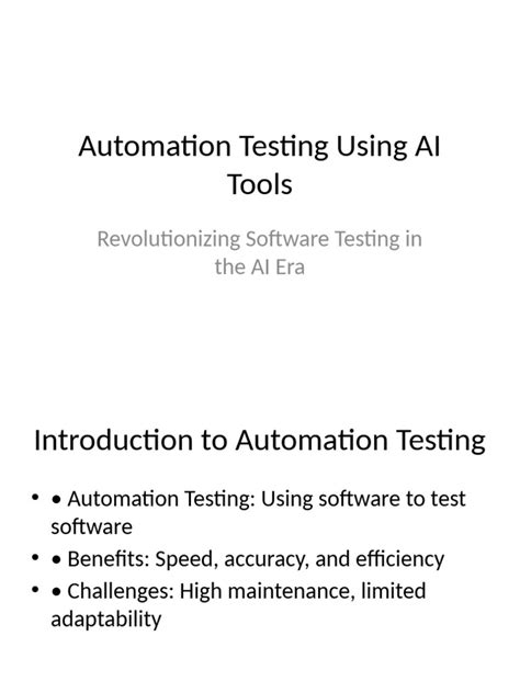 Automation Testing Using Ai Tools Pdf