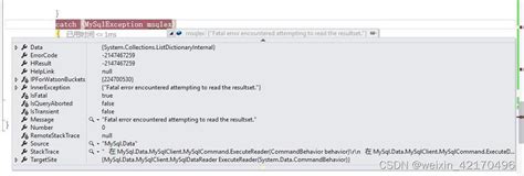 Net连接mysql字符串fatal Error Encountered Attempting To Read The Res Csdn博客