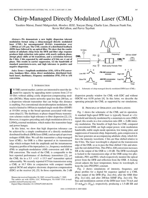 Pdf Chirp Managed Directly Modulated Laser Cml