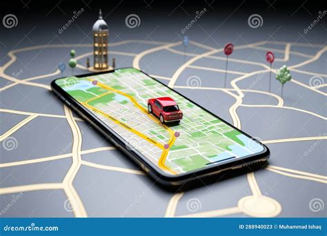 Mobile Guidance Smartphones Map App Assists Road Navigation With Ease Stock Illustration