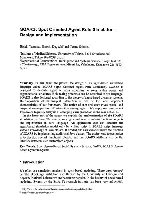Pdf Soars Spot Oriented Agent Role Simulator — Design And Implementation