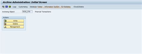 FTR ARCH W SAP Tcode Fin Transaction Create Archive Transaction Code