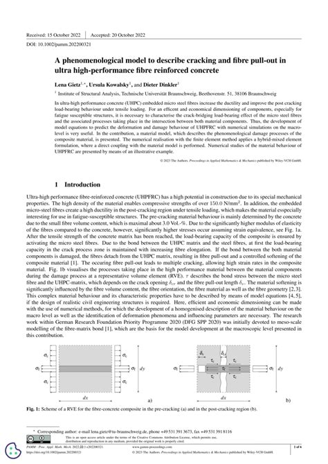 Pdf A Phenomenological Model To Describe Cracking And Fibre Pull‐out In Ultra High‐performance