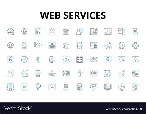 Web Services Linear Icons Set Integration Vector Image
