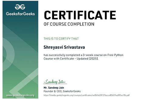 I Am Thrilled To Share That Ive Completed A 3 Week Comprehensive Python Programming Course With
