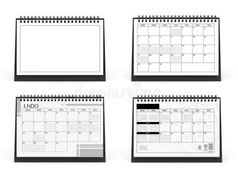 Set Of Four Blank Calendar Pages With Different Layouts Stock