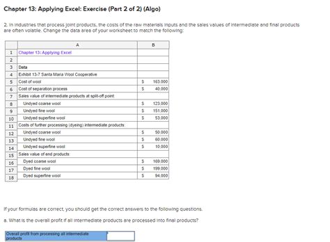 Solved Chapter 13 Applying Excel Exercise Part 2 Of 2