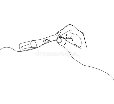 Woman Holding A Pregnancy Test In Her Right Hand One Line Art Continuous Line Drawing Of