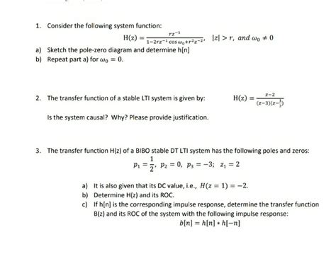 Solved 1 Consider The Following System Function Hz 1 2