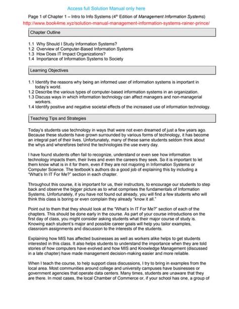 Solution Manual For Management Information Systems Kelly Rainer Brad Prince Pdf