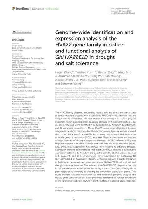 Pdf Genome Wide Identification And Expression Analysis Of The Hva22