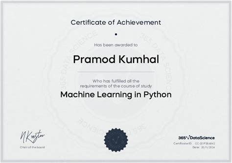 Pramod Kumhal On Linkedin Certificate Of Achievement Machine Learning