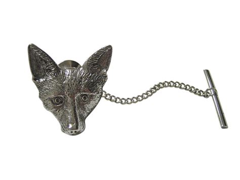 Silver Toned Textured Fox Head Tie Tack Kiola Designs